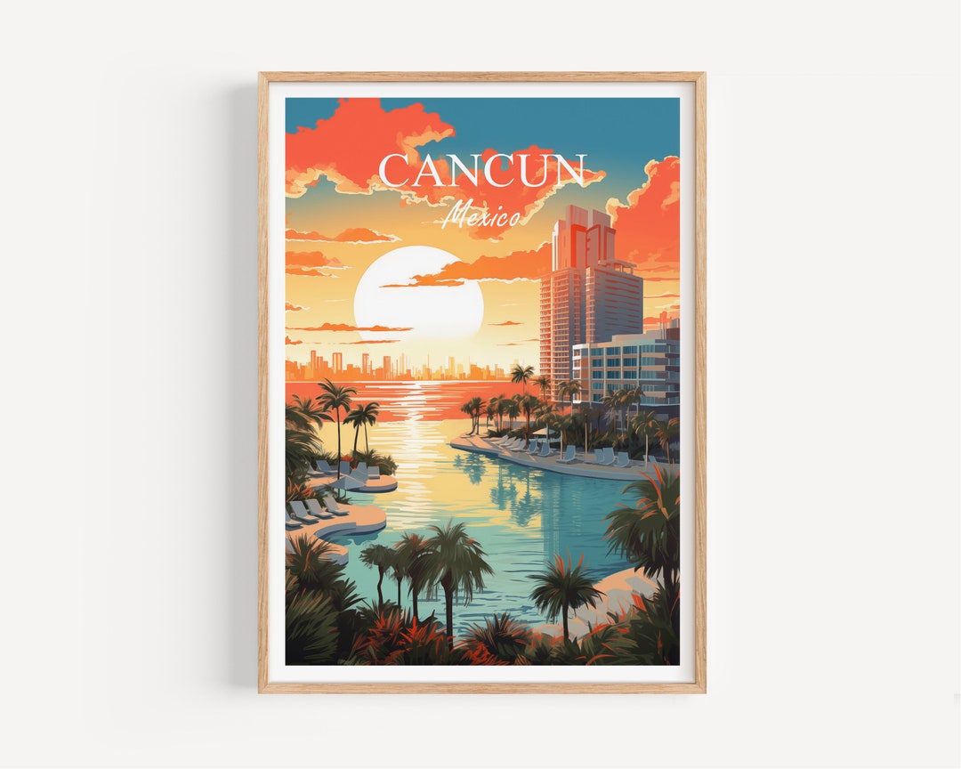 Cancun Poster Mural Wall Decor | Cancún Travel Poster Print ...