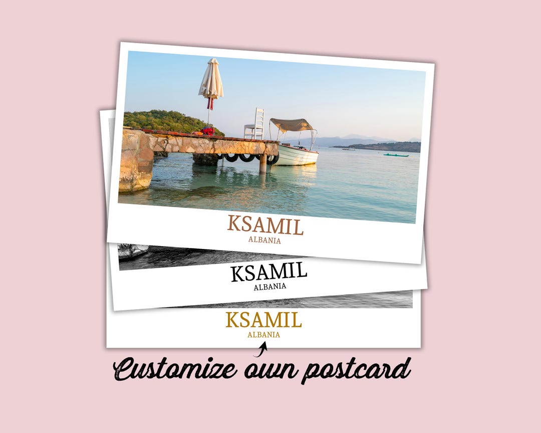 Personalized Ksamil Postcard Albania Travel Map Ksamil Personalizable ...