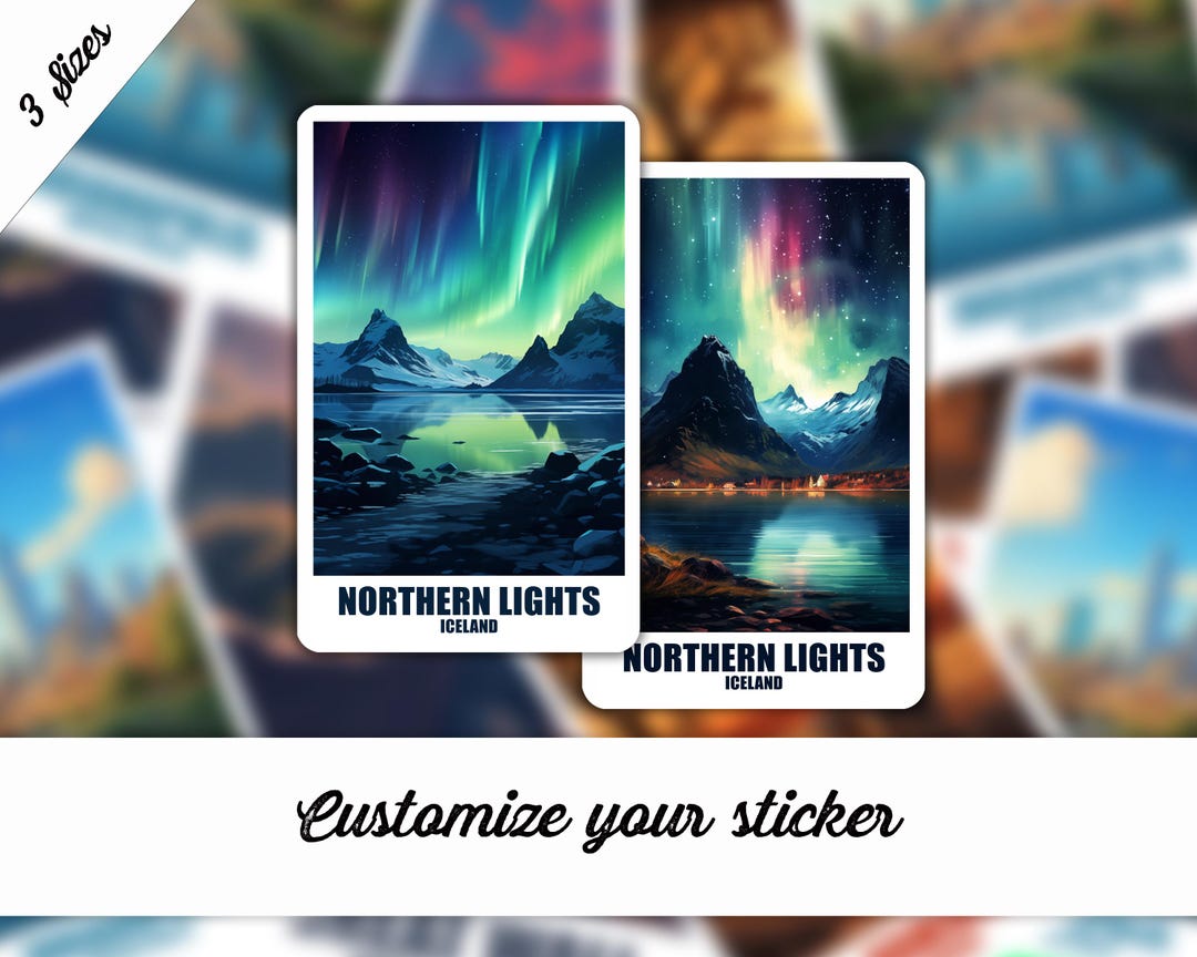 Northern Lights Sticker, Personalized Sticker Northern Lights Iceland ...