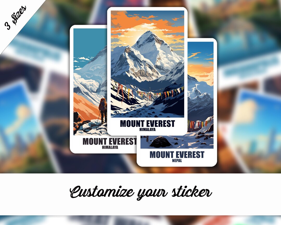 Mount Everest Sticker, Personalized Sticker Mount Everest, Himalaya ...