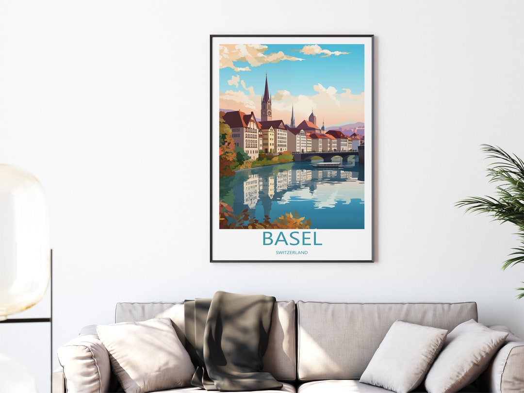 Basel Poster Wall Art | Basel Travel Poster Print Illustration Decor ...