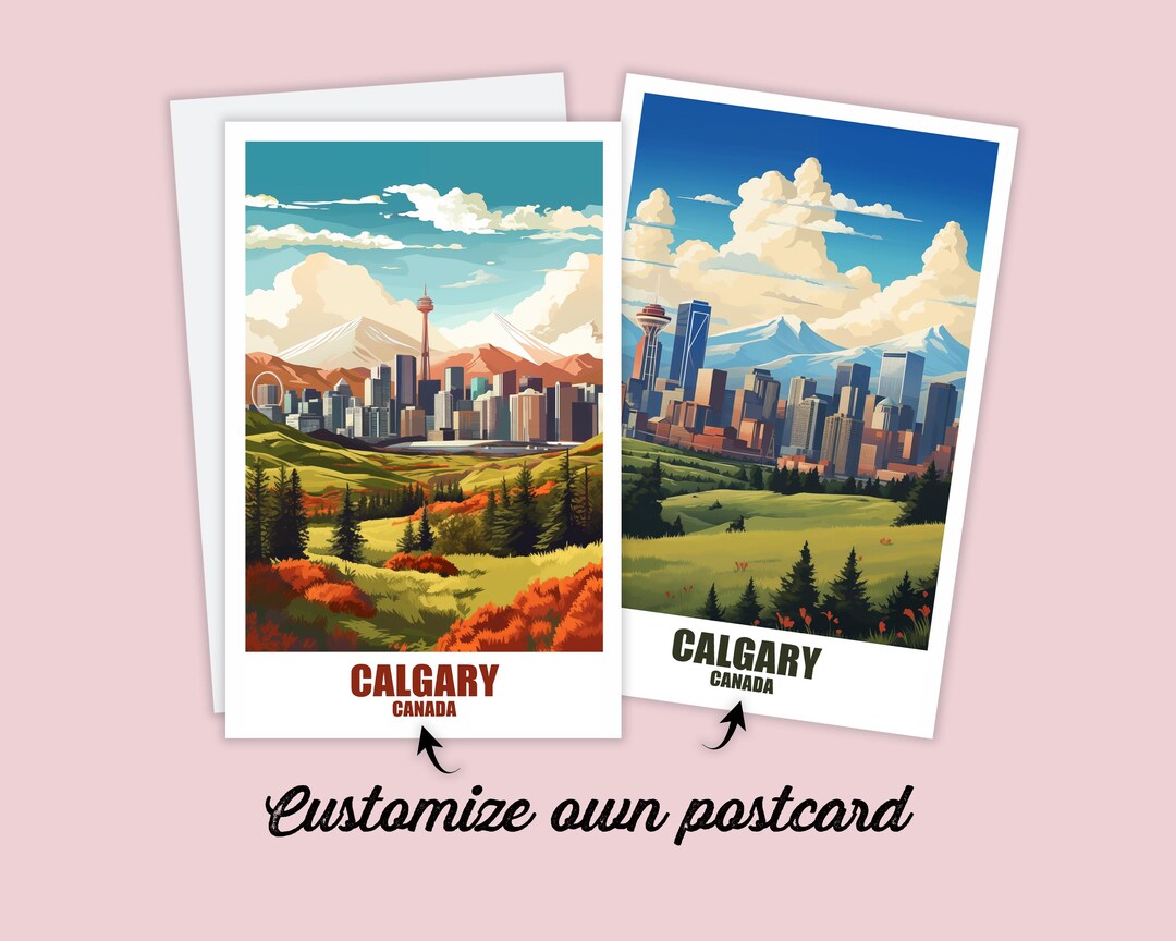 Personalized Calgary Postcard, Calgary Map, Canada Greeting Card Gift ...