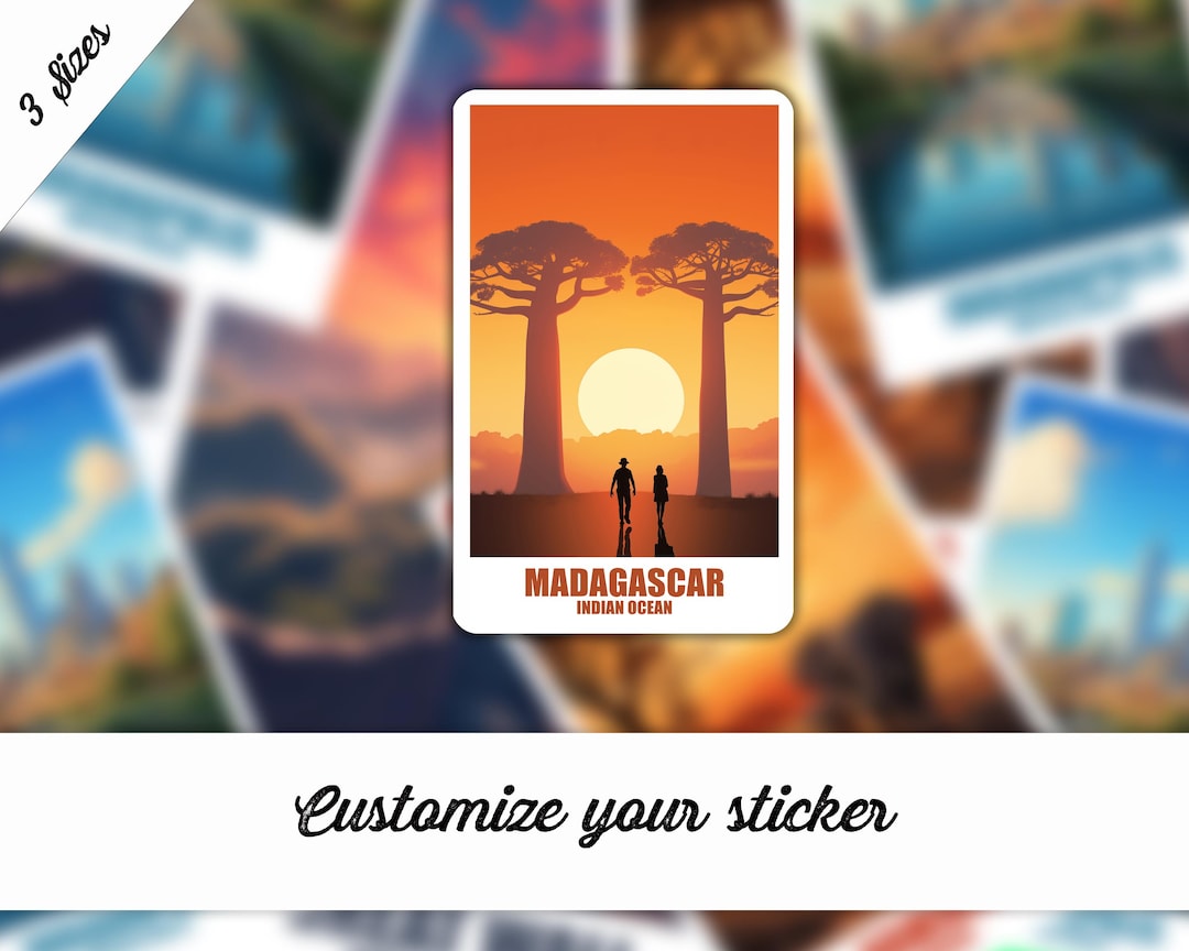 Madagascar Sticker, Personalized Sticker Madagascar Sticker Gift Sticker Suitcase Car Sticker ...