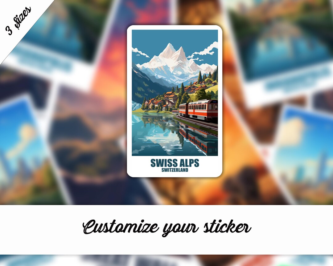 Swiss Alps Sticker, Personalized Sticker Switzerland Alps, Switzerland ...