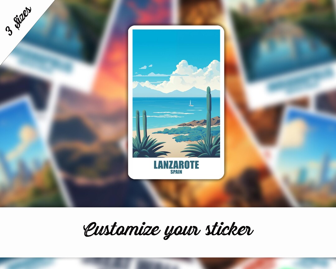 Lanzarote Sticker, Personalized Sticker Lanzarote, Spain Sticker, Gift ...