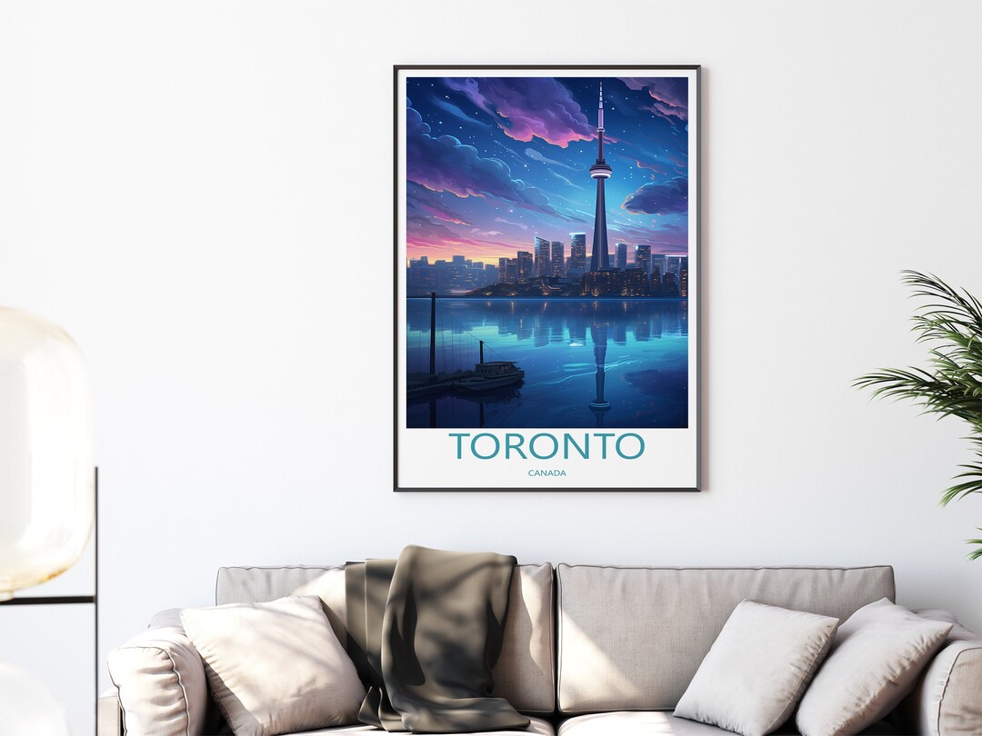 Toronto Poster Wall Art | Toronto Travel Poster Print Illustration Wall ...