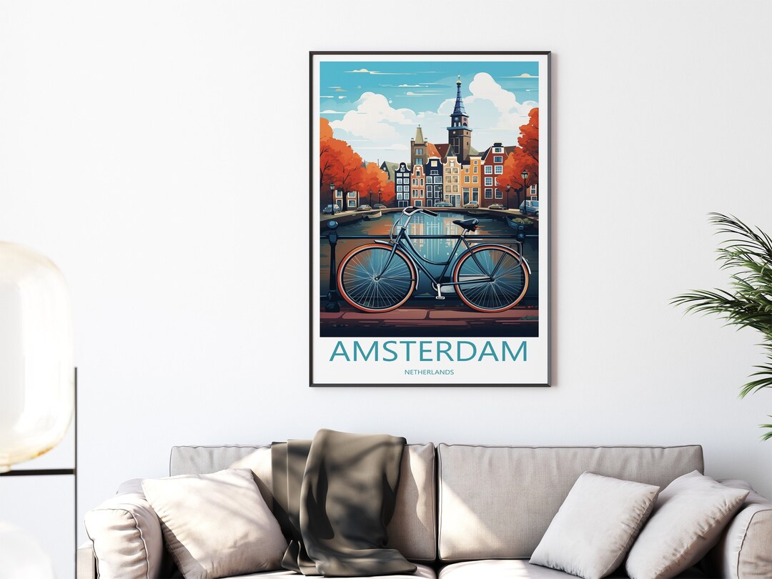 Amsterdam Poster Wall Art | Amsterdam Travel Poster Illustration Print ...