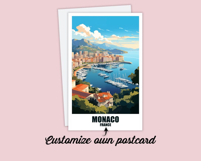 Personalized Monaco Postcard, Monaco Card, France Greeting Card Gift ...