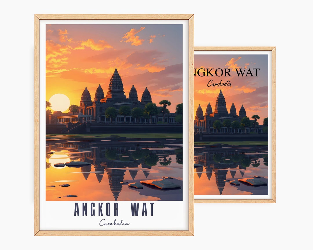 Angkor Wat Poster, Personalized Travel Poster Angkor Wat, Cambodia ...