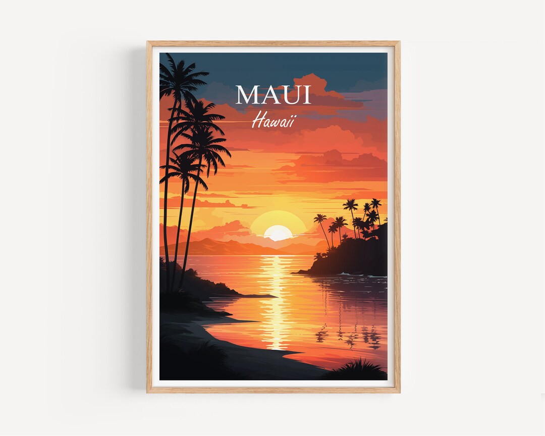 Maui Poster Wall Art Print Wall Decor Maui Travel Poster Illustration ...