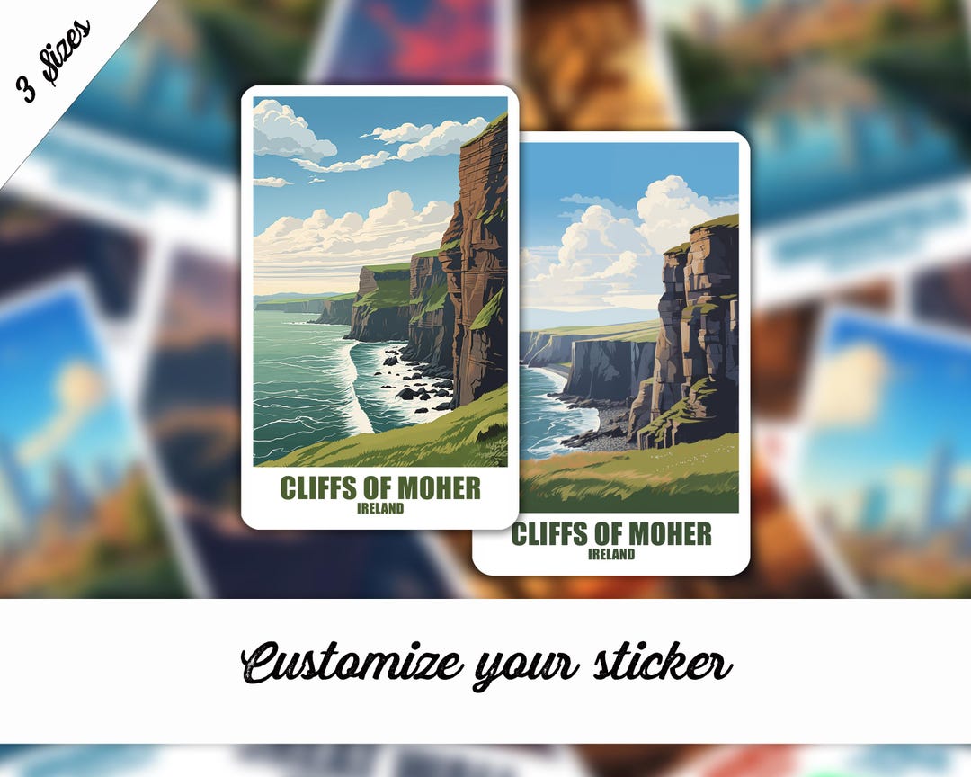 Cliffs of Moher Sticker, Personalized Sticker Cliffs of Moher, Ireland ...