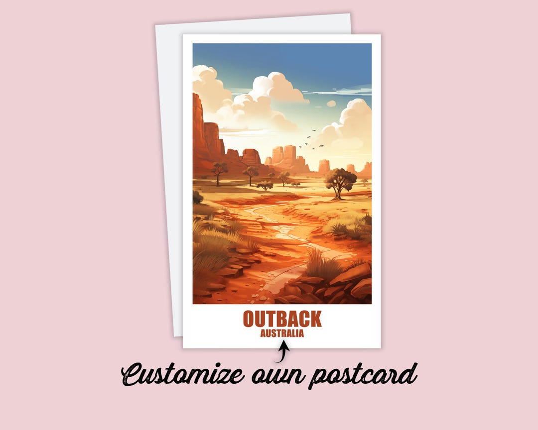 Personalized Outback Postcard, Australia Map, Outback Greeting Card ...