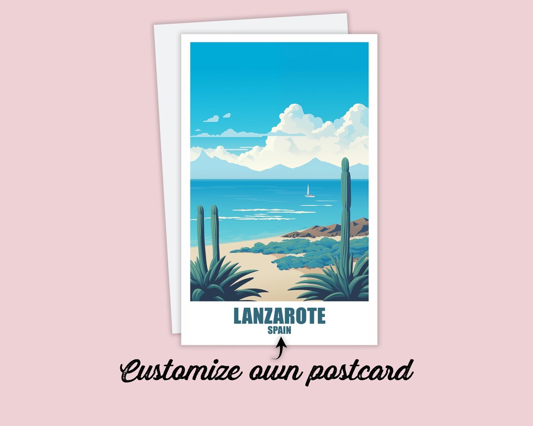 Lanzarote Postcard, Personalized Postcard Lanzarote, Spain Map Travel ...