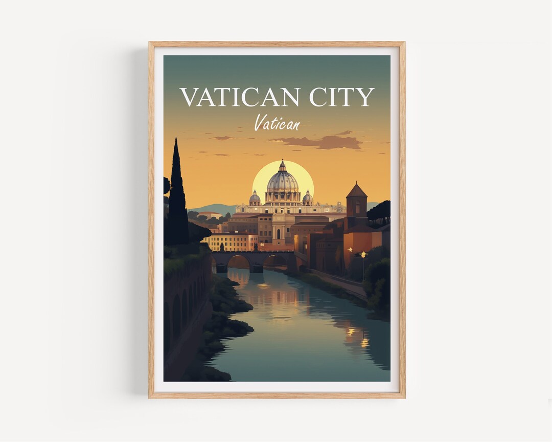 Vatican City Poster Mural Wall Decor Vatican Travel Poster Illustration ...