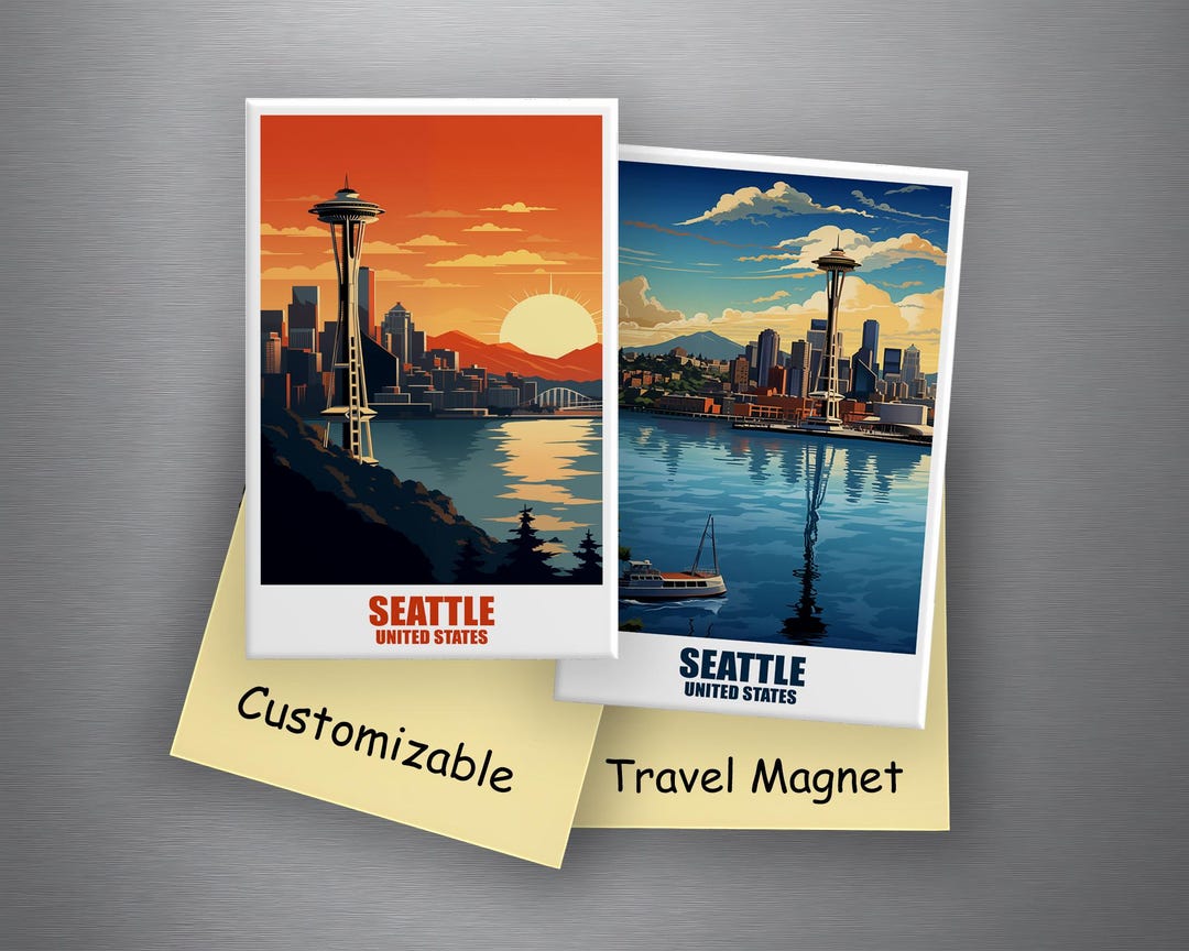 Seattle Fridge Magnet Personalized 78 X 53 Mm City Magnets Personalized ...