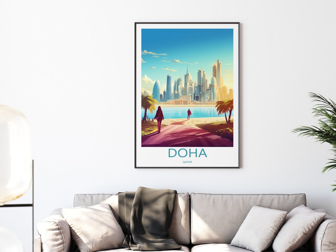Doha Poster Wall Art | Doha Travel Poster Illustration Wall Art | Qatar ...