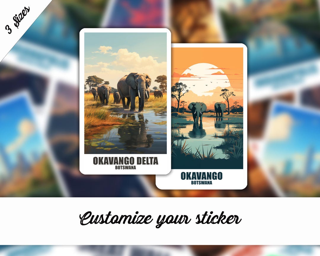 Okavango Sticker, Personalized Sticker Okavango Delta, Botswana Sticker ...