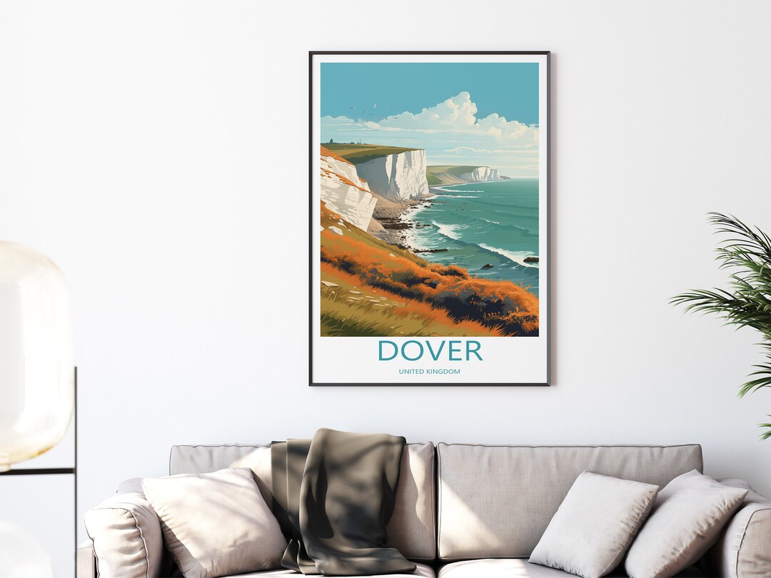 Dover Poster Wall Art | Dover Cliffs Poster Print Travel Illustration ...