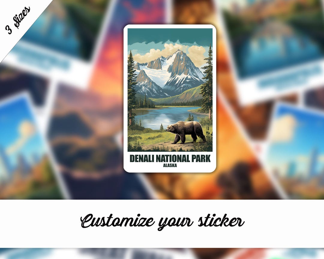 Denali National Park Sticker, Personalized Sticker Denali, Alaska ...