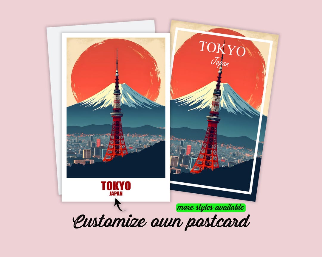 Tokyo Postcard - Personalized Japan Travel Map - Personalized Gift for ...