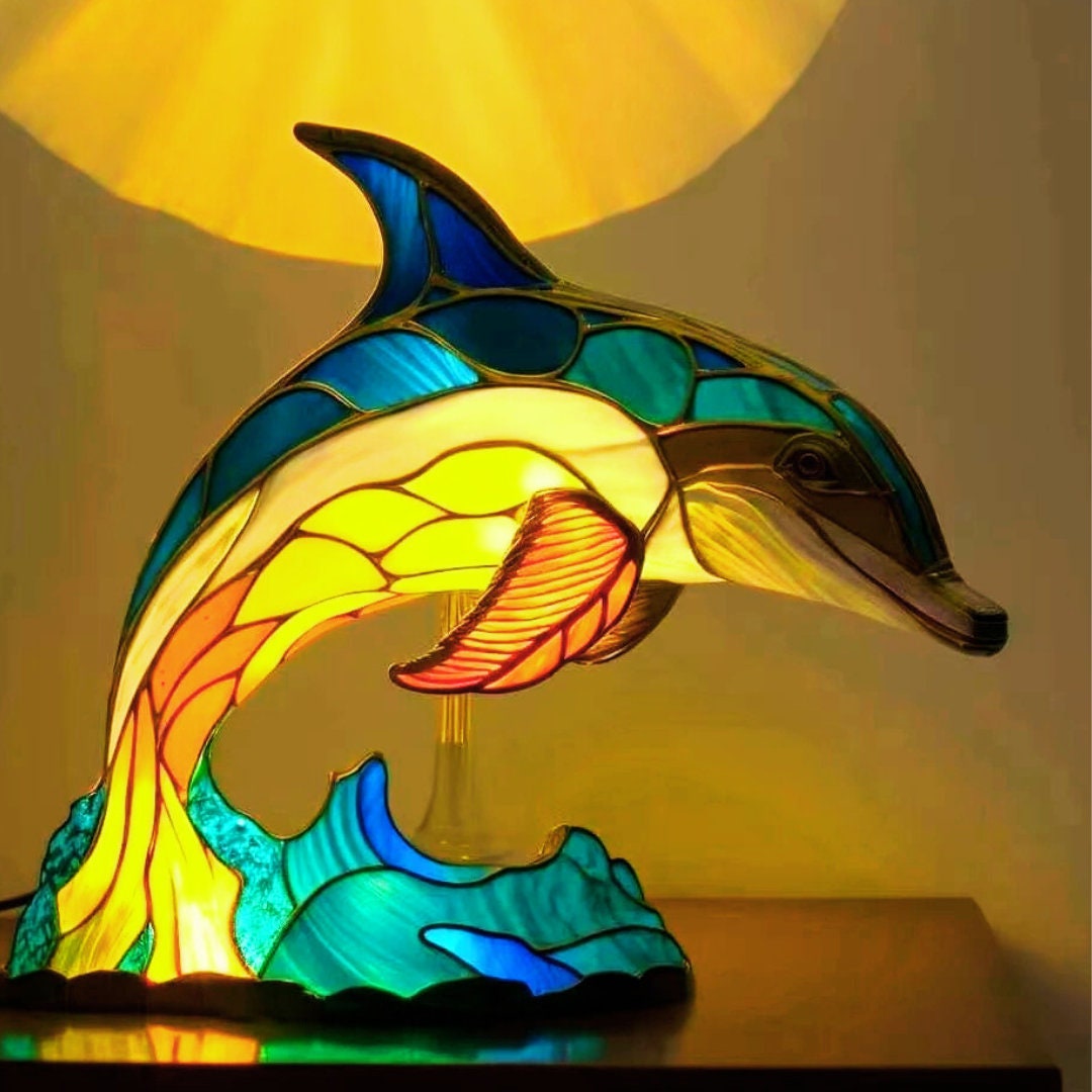 Retro Dolphin Figurine Home Decor Resin Dolphin Sculpture Statue Table ...