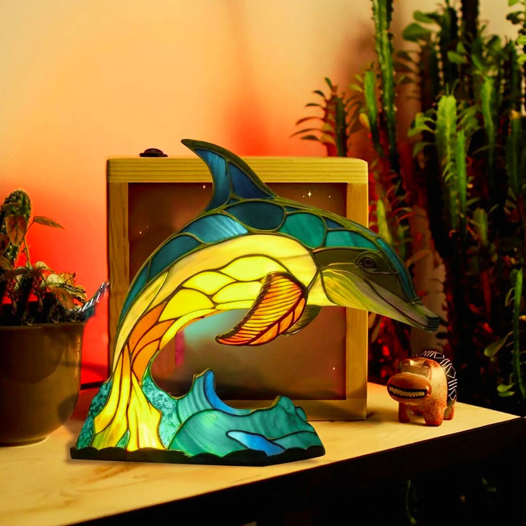 Retro Dolphin Figurine Home Decor Resin Dolphin Sculpture Statue Table ...