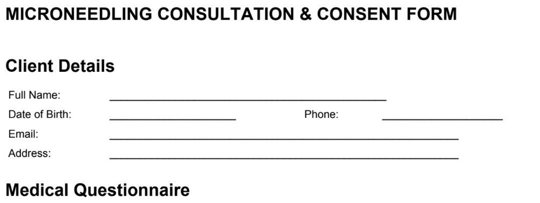 Micro Needling Consultation Forms - Etsy