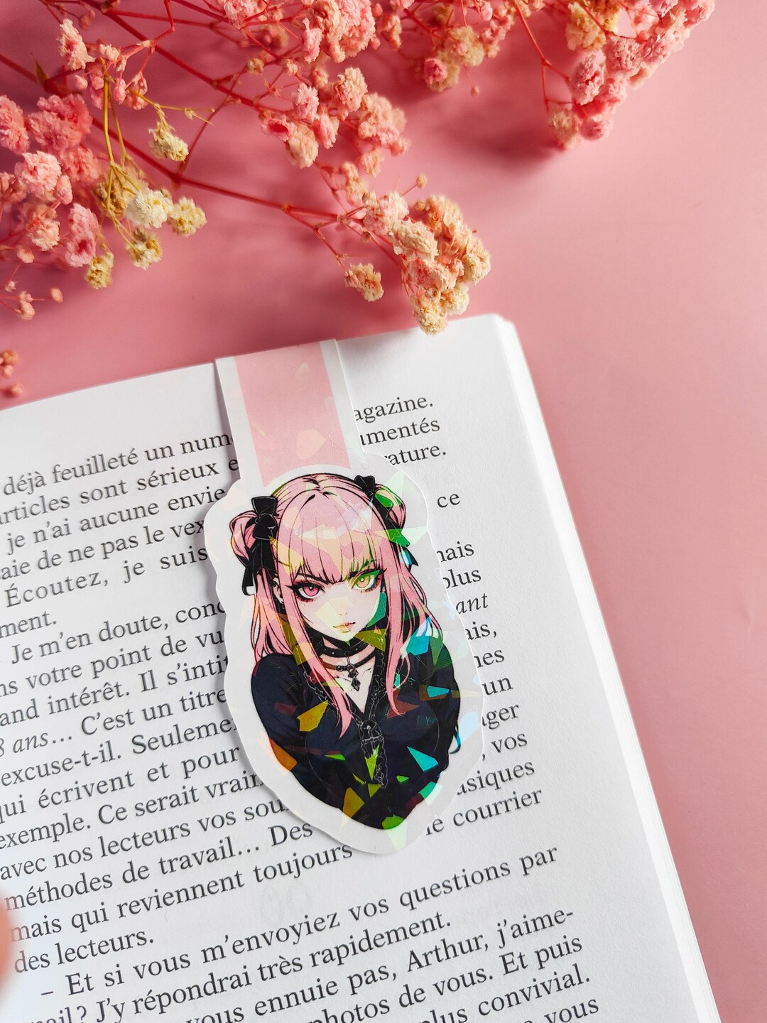 Magnetic Bookmark "cute Goth Anime Girl" Anime Gift, Bookworm, Reading ...