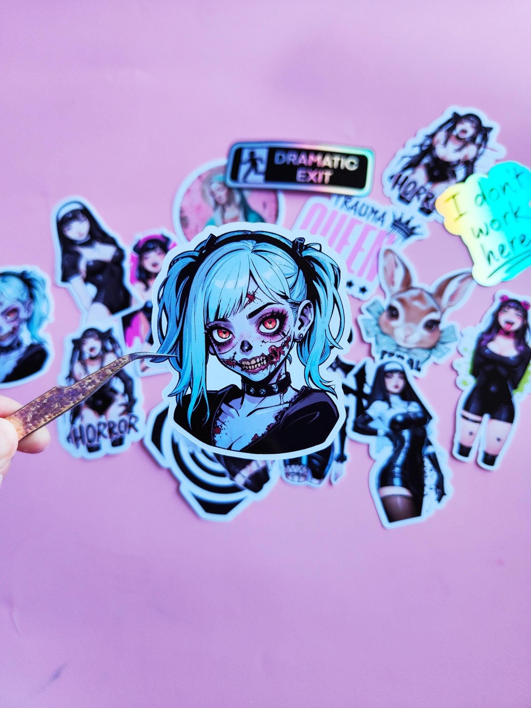 Stickers "zombie Horror Anime Girl" Laptop Stickers, Dark Aesthetic ...
