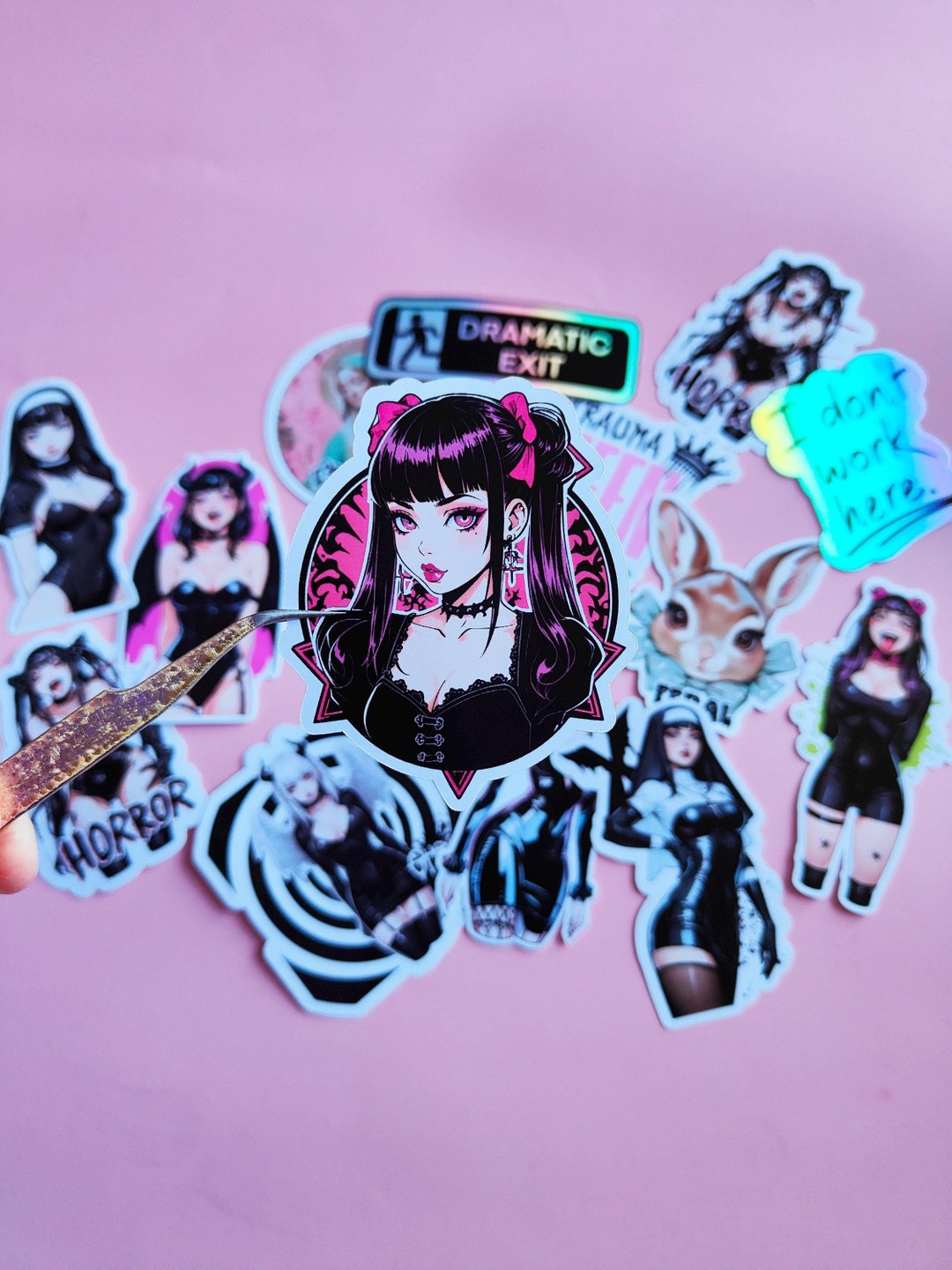 Stickers cute Creepy Goth Girl Laptop Stickers, Vampire, Dark Aesthetic ...