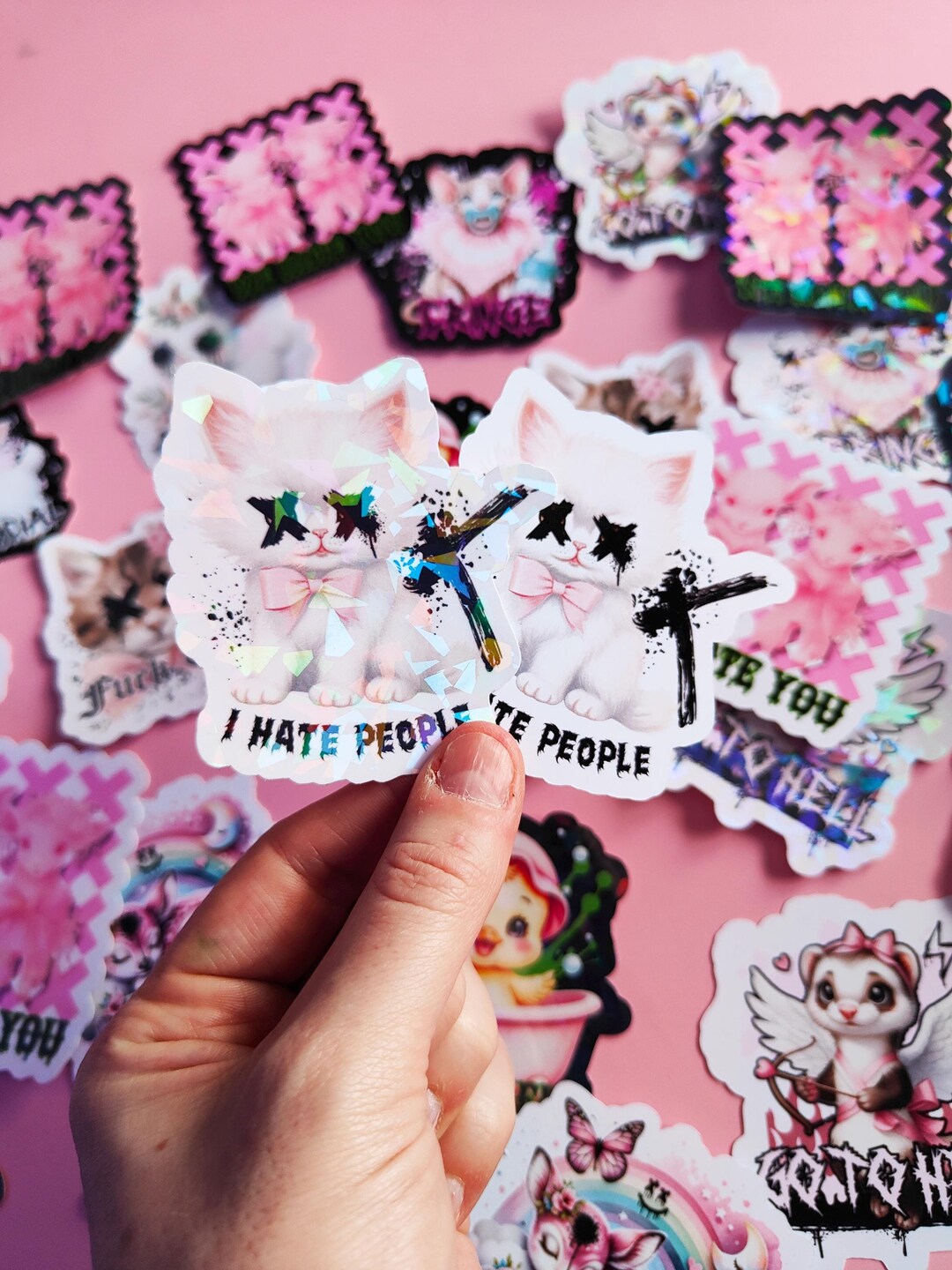 Stickers i Hate People Cute Cat, Dark Humor, Funny, Alternative ...