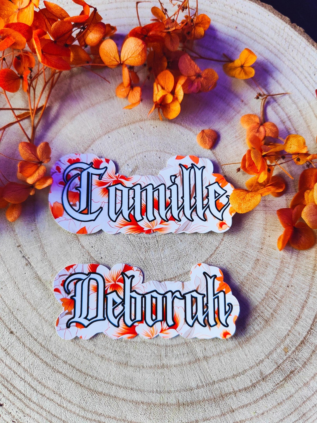 Custom Floral Gothic Name Stickers, Personalized Goth Decals, Creepy ...