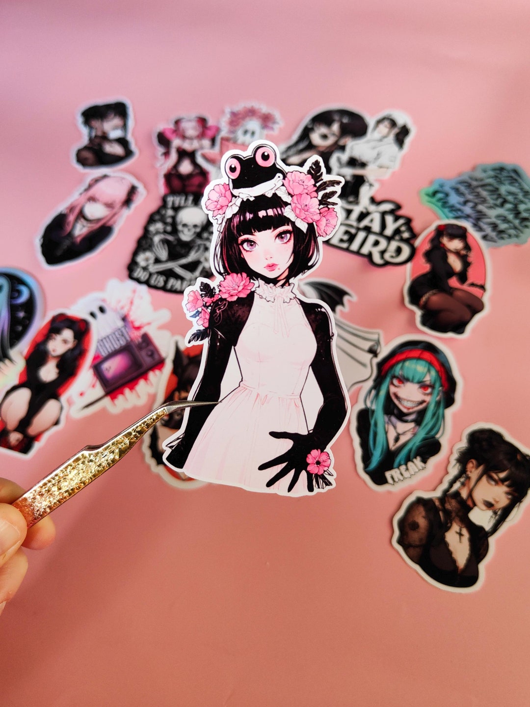 Stickers froggy Cute Weird Anime Girl Laptop Stickers, Dark Aesthetic ...