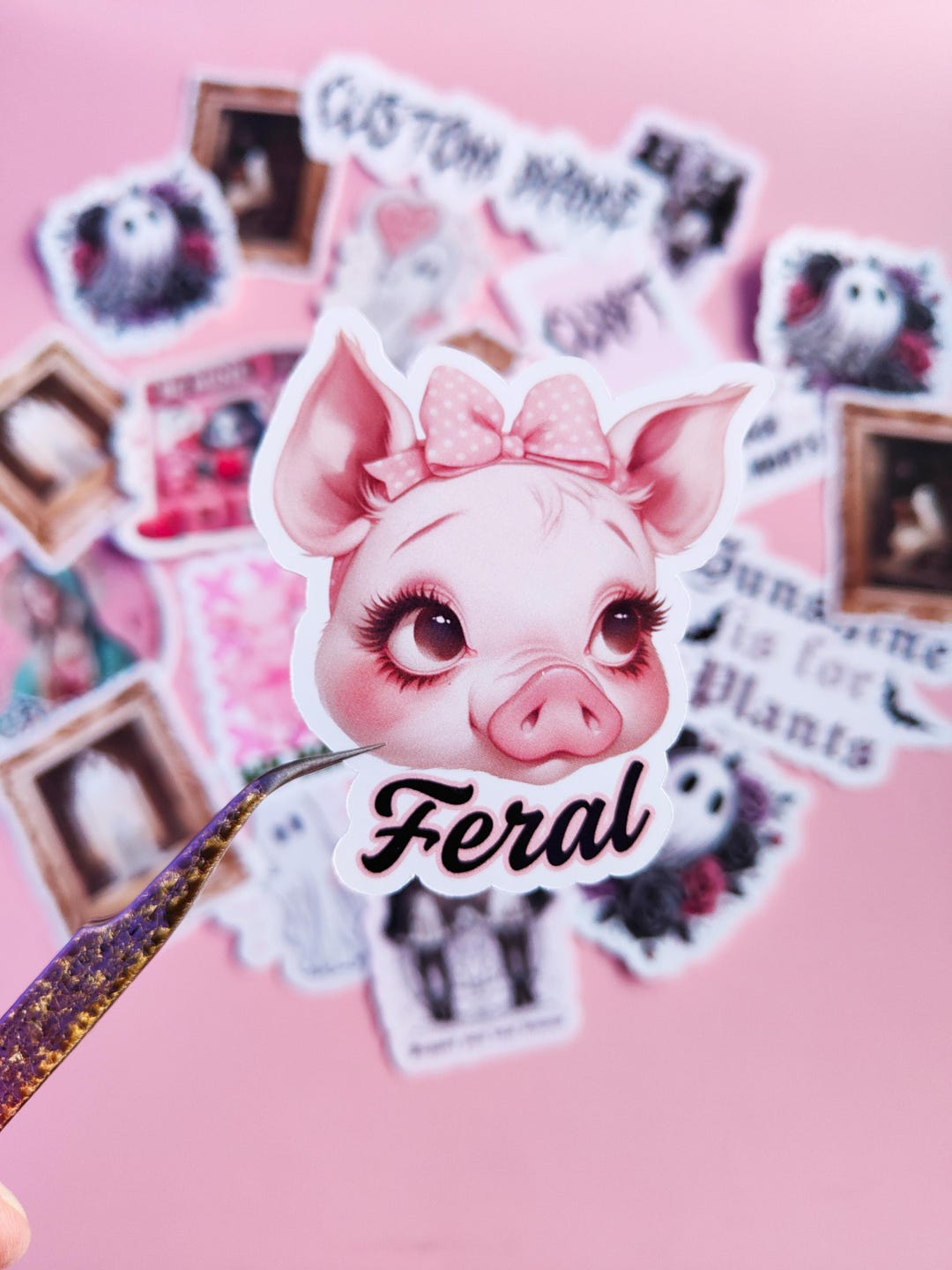 Stickers "vintage Piggy - Feral" Girly Decal, Funny Gift, Bullet ...