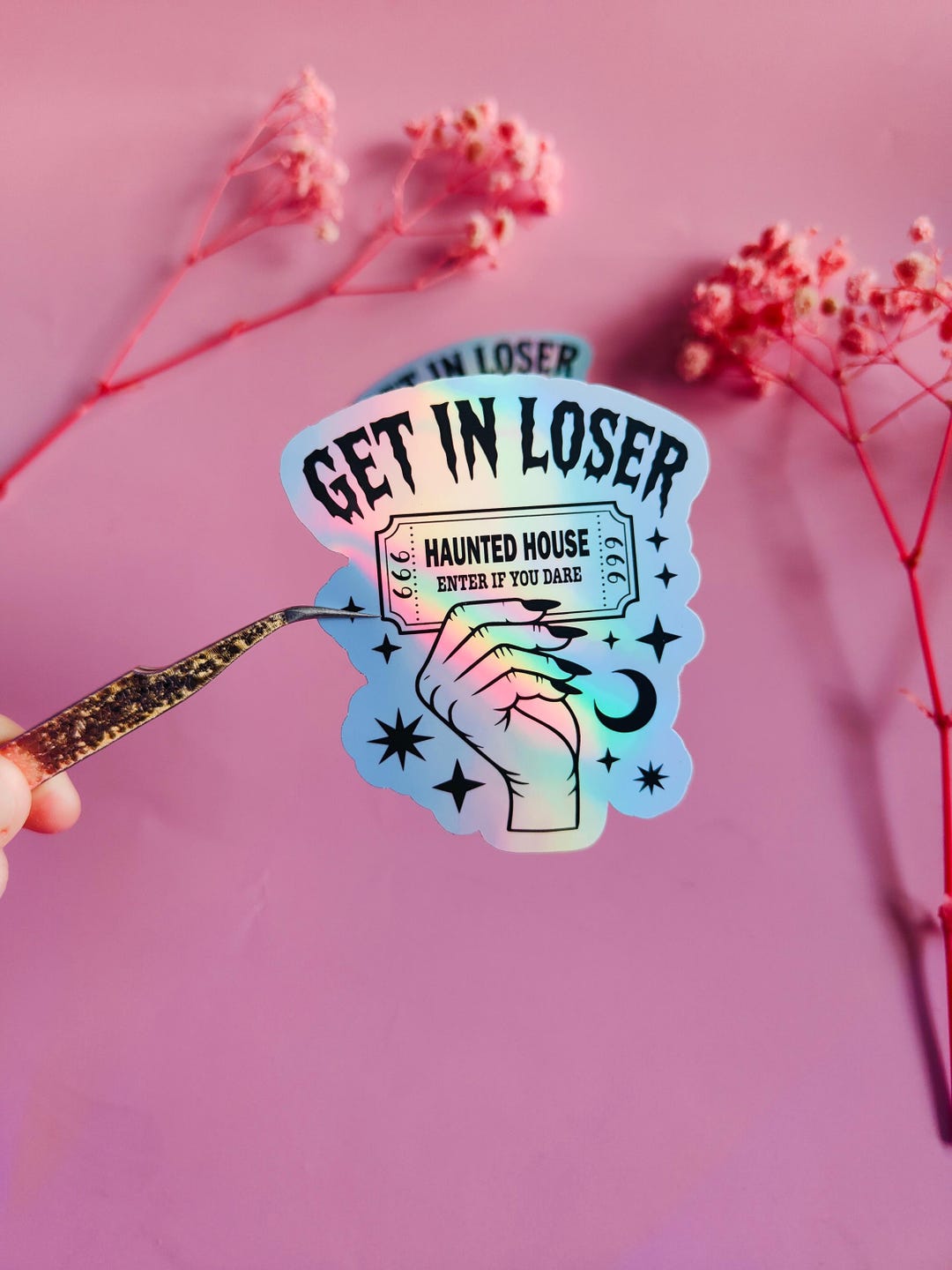 Holographic Stickers "get in Loser" Laptop Stickers, Dark Aesthetic ...