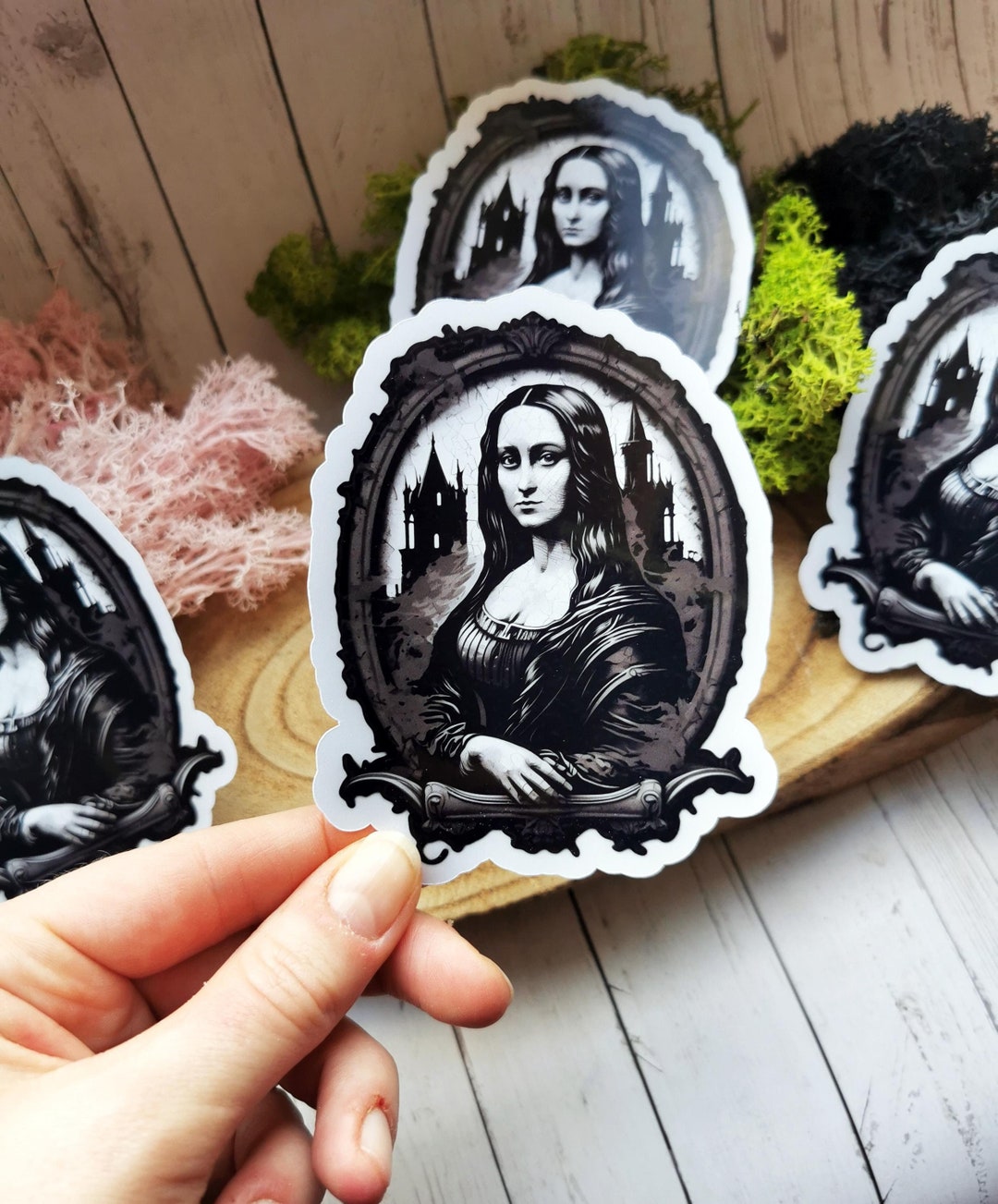 Glossy Sticker spooky Mona Lisa Gothic, Vampire, Creepy Art, Emo ...