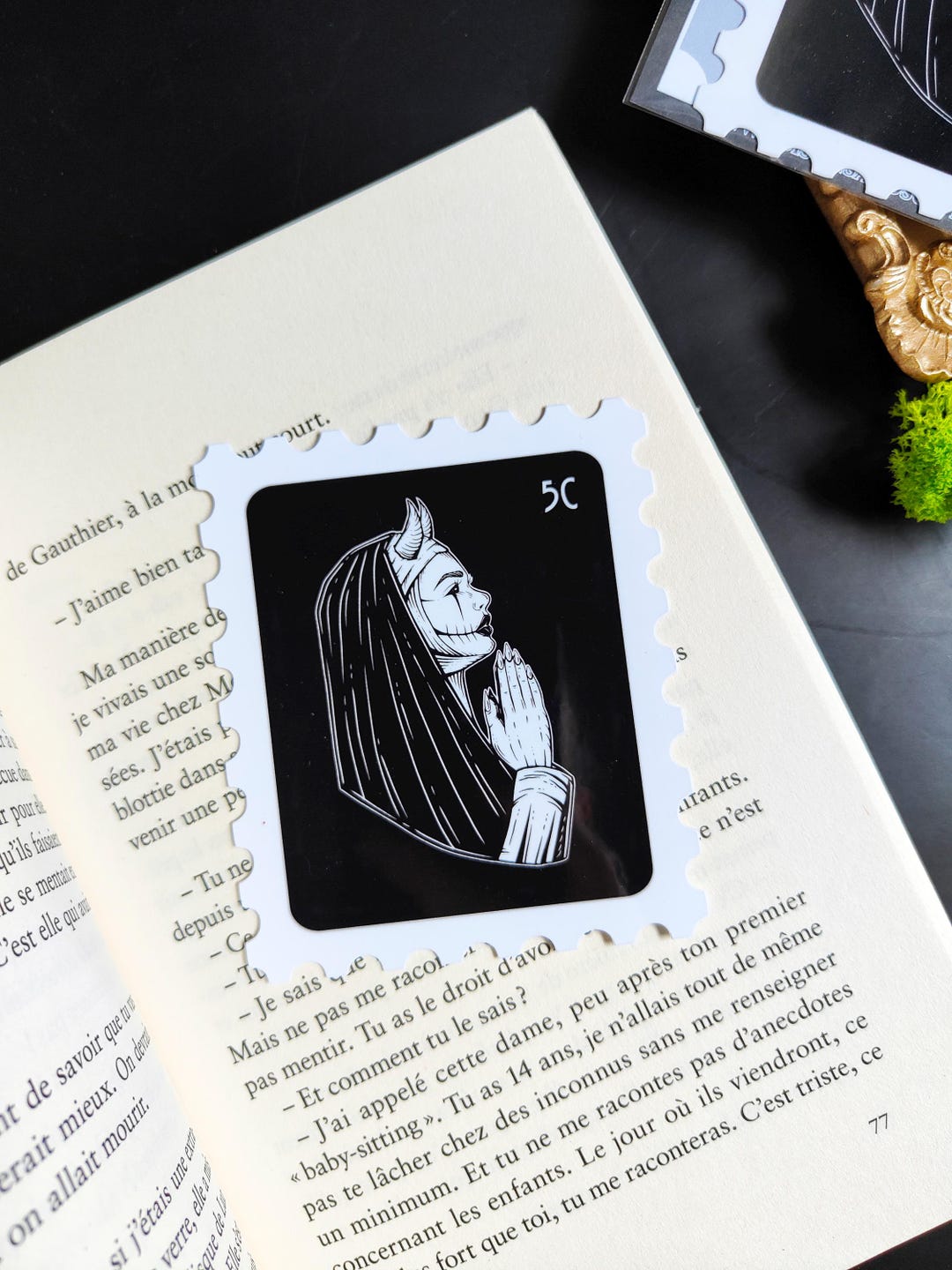 Spooky Stamp Bookmark creepy Nun Gift for Readers, Gothic Bookworm ...