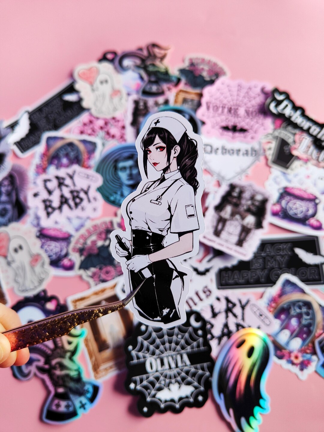 Stickers "creepy Goth Nurse Anime Girl" Laptop Stickers, Horror, Dark ...