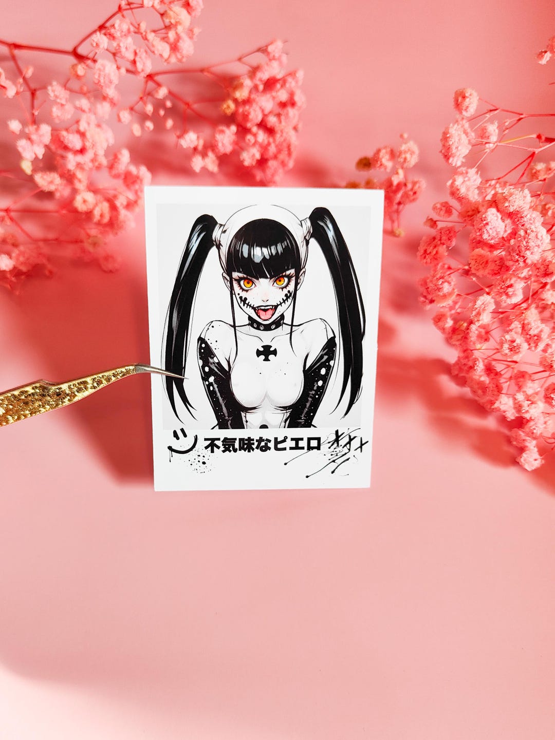 Stickers "anime Creepy Girl" Polaroid Style, Laptop Stickers,waifu ...