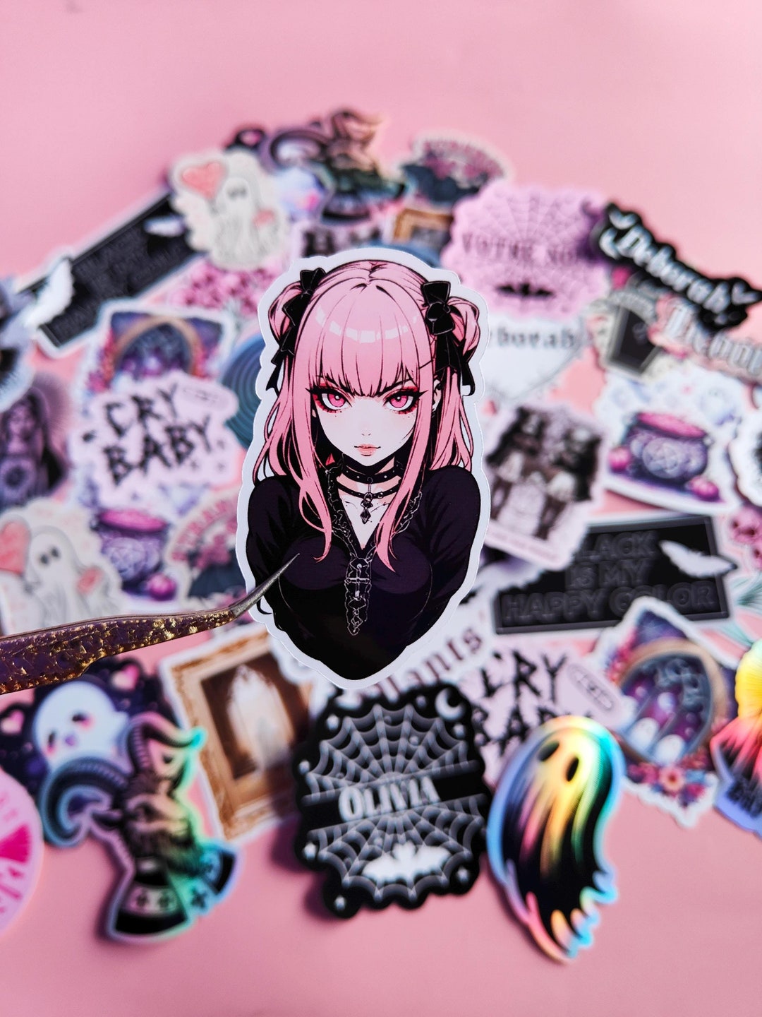 Stickers "cute Goth Anime Girl" Laptop Stickers, Horror, Dark Aesthetic ...