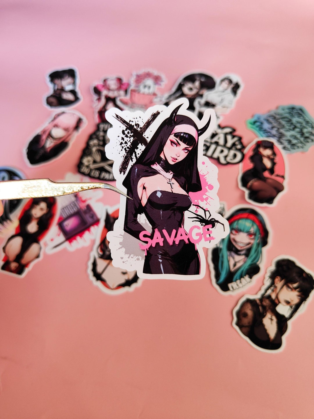 Stickers sexy Gothic Nun Anime Girl Laptop Stickers, Dark Aesthetic ...