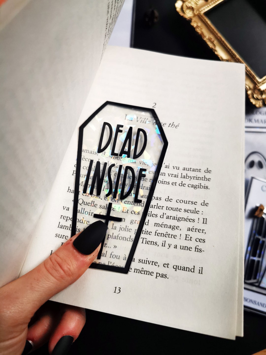 Holographic Clear Bookmark "dead Inside Coffin" Book Lover, Reader Gift ...