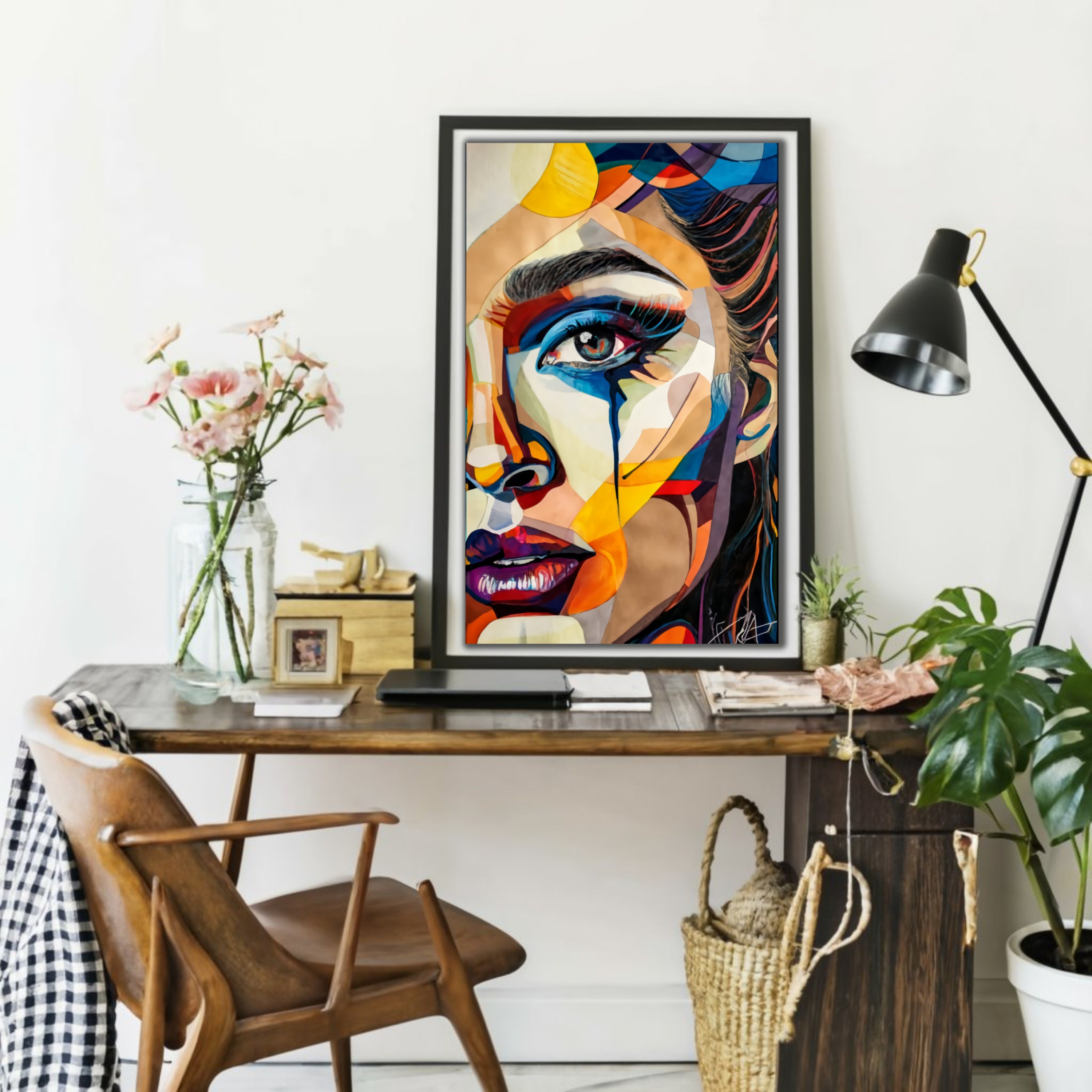 Colorful Woman Portrait Wall Art Print, Abstract Girl Poster, Home ... Colorful Woman Portrait Wall Art Print, Abstract Girl Poster, Home ...