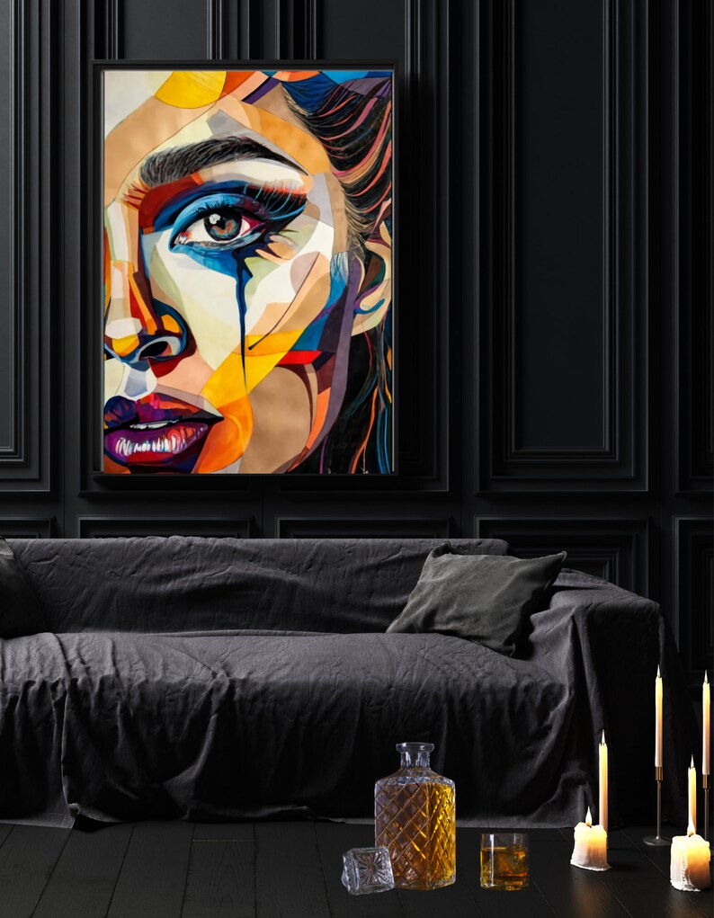 Colorful Woman Portrait Wall Art Print, Abstract Girl Poster, Home ... Colorful Woman Portrait Wall Art Print, Abstract Girl Poster, Home ...
