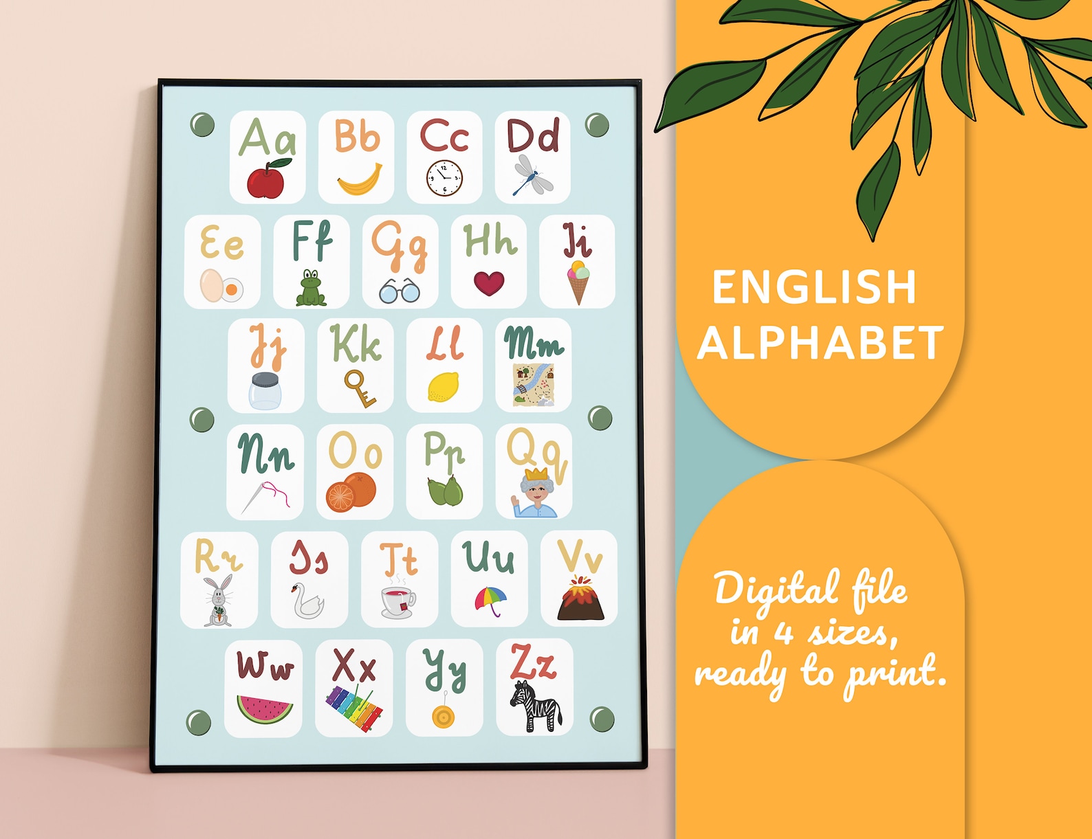 English Alphabet Poster to Print for Children. Hand-painted - Etsy