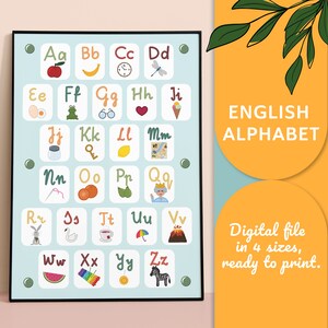 English Alphabet Poster to Print for Children. Hand-painted - Etsy