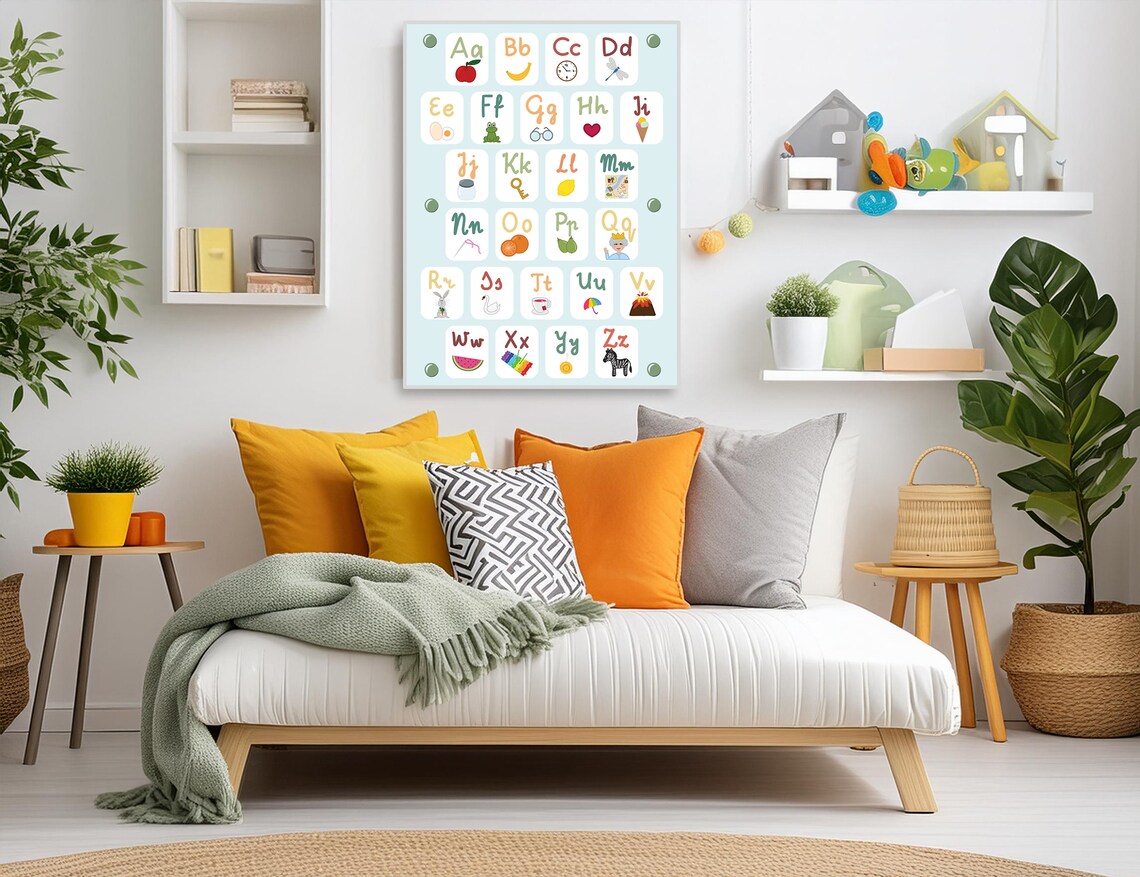 English Alphabet Poster to Print for Children. Hand-painted - Etsy