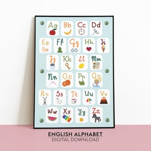English Alphabet Poster to Print for Children. Hand-painted - Etsy