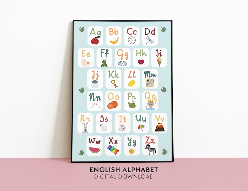 English Alphabet Poster to Print for Children. Hand-painted - Etsy