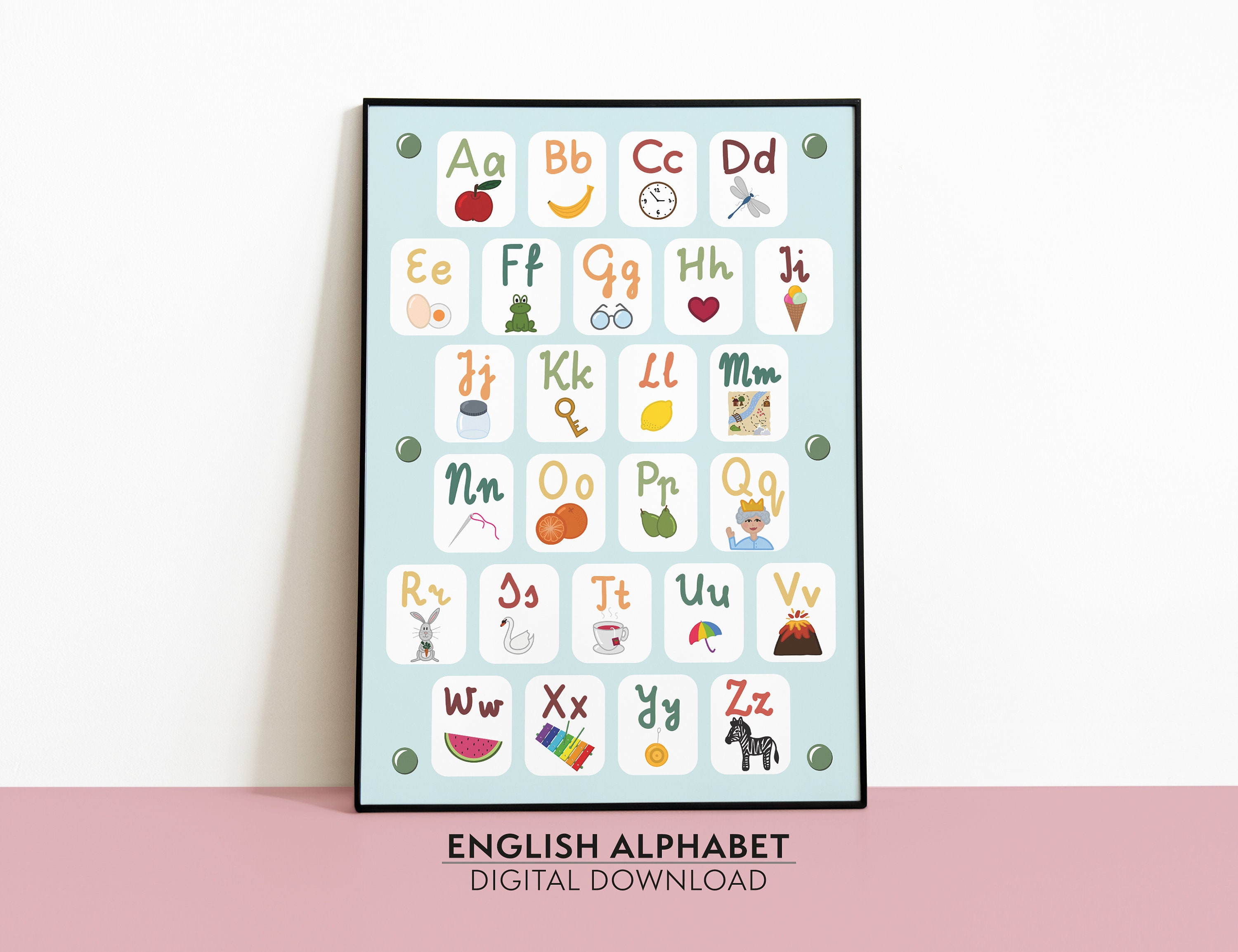 English Alphabet Poster to Print for Children. Hand-painted - Etsy